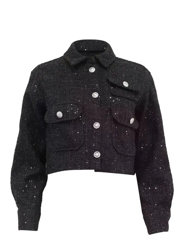 Maje Sequined Tweed Jacket - Black