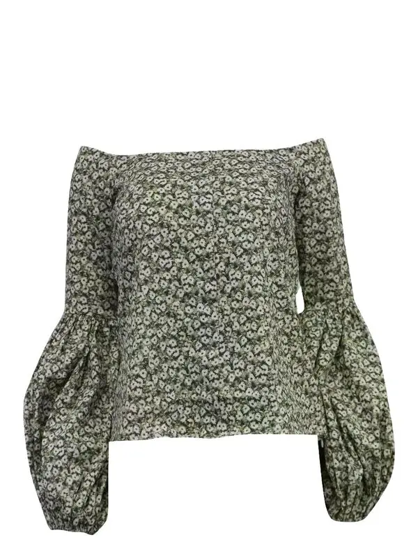 Caroline Constas Floral Print Puff-sleeve Blouse - Green