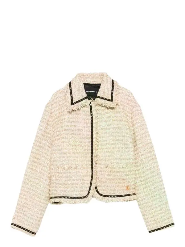 Karl Lagerfeld Frayed-trim Jacket - Neutrals