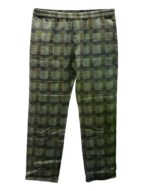 Dries Van Noten Check Linen Trousers - Green