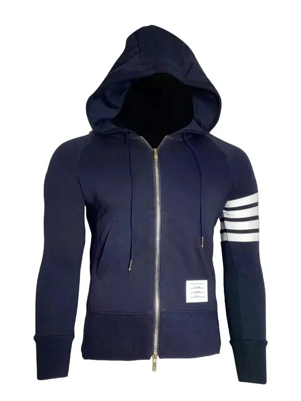 Thom Browne 4-bar Zip Hoodie - Blue