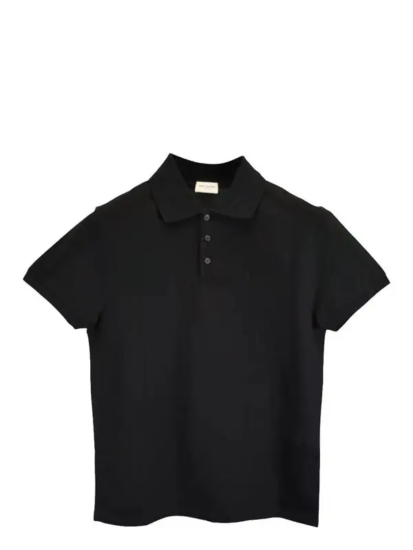 Saint Laurent Embroidered-logo Polo Shirt - Black