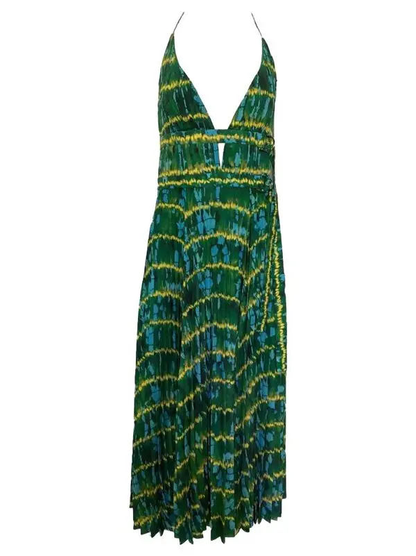 Altuzarra Winda Pleated Maxi Dress - Green