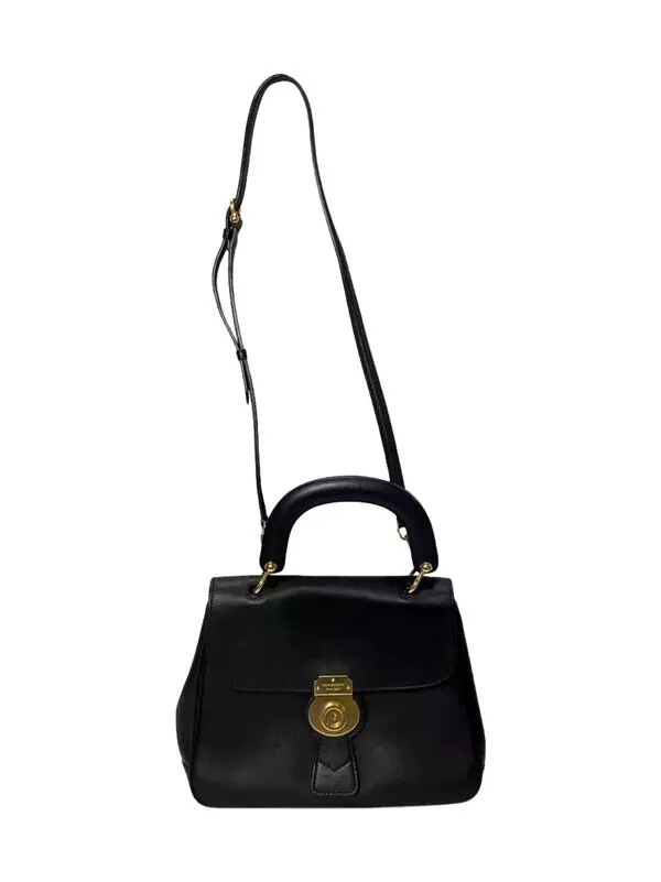 Burberry Flap Leather Tote Bag - Black
