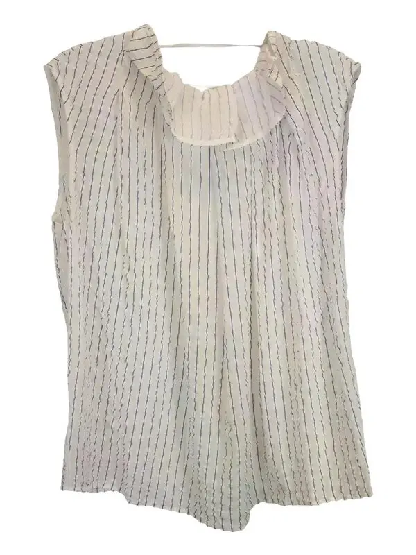 Nina Ricci Pinstripe Pleated Top - White