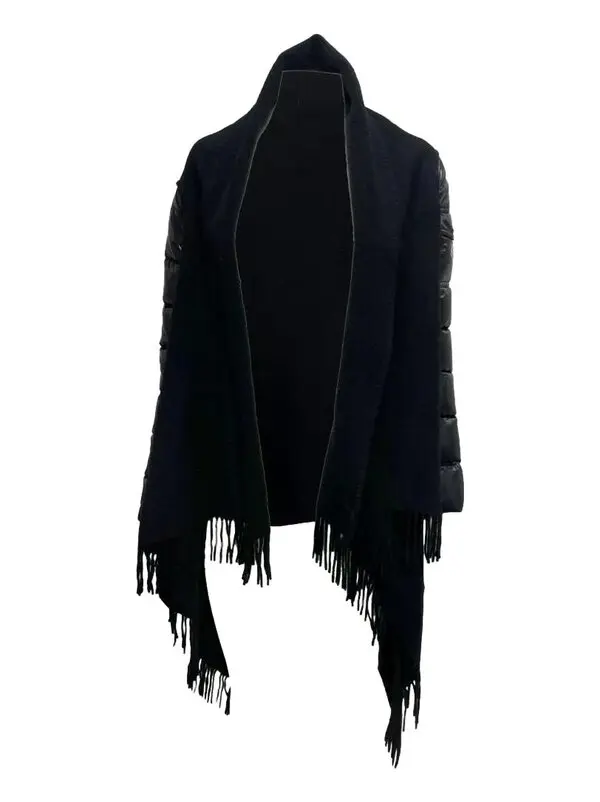 Moncler Sleeve Fringe Cape Coat - Black