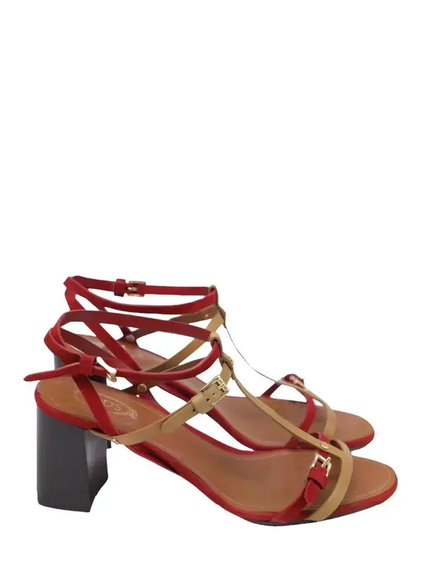 TOD'S T-strap Block-heel Sandals - Red