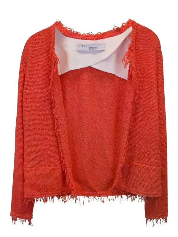 IRO PARIS Collarless Jacket With Fringe Detail - Orange