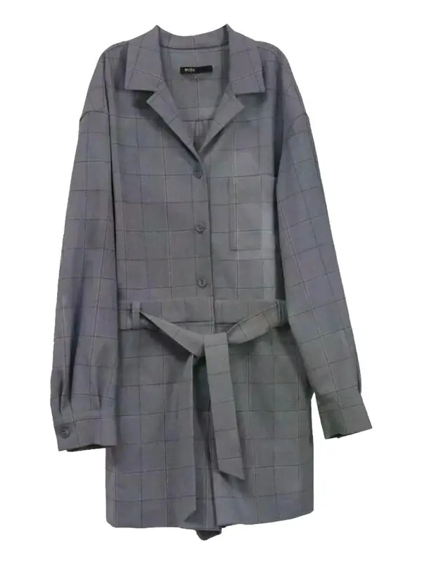 Maje Checked Belted Jumpsuit - Grey