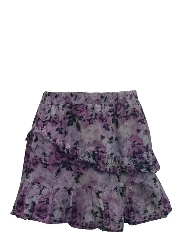 LoveShackFancy Floral-print Ruffle Mini Skirt - Purple