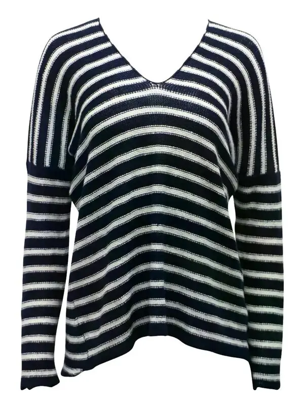 Vince Striped V-neck Sweater - Blue