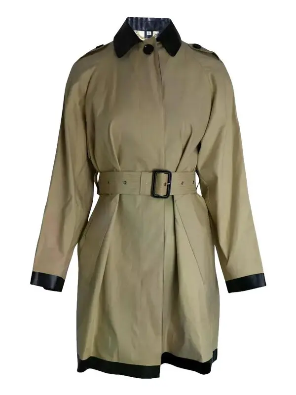 Burberry Leather-trim Belted Trench Coat - Neutrals