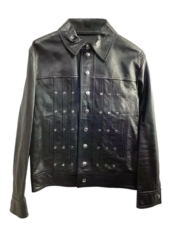Celine X Hedi Slimane Studded Leather Jacket - Black