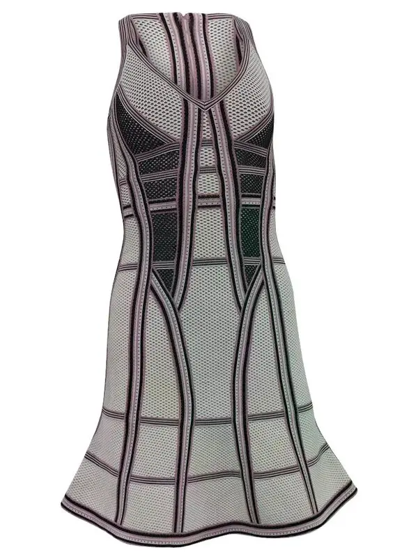 Herve Leger Perforated Panel Mini Dress - Neutrals