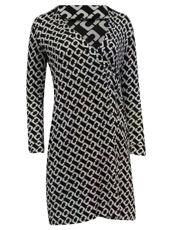 Diane Von Furstenberg Printed Mini Wrap Dress - Black