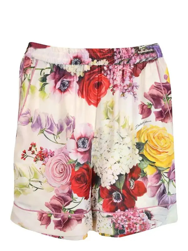 Dolce & Gabbana Floral-print Elasticated Shorts - White