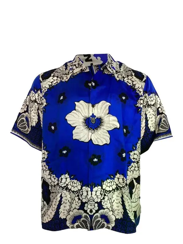 Valentino Garavani Graphic-print Short-sleeve Shirt - Blue