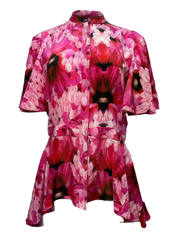 Alexander McQueen Floral-print Asymmetrical Blouse - Pink