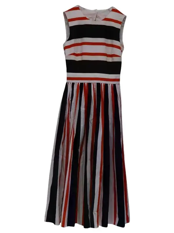 Dolce & Gabbana Striped Midi Dress - White