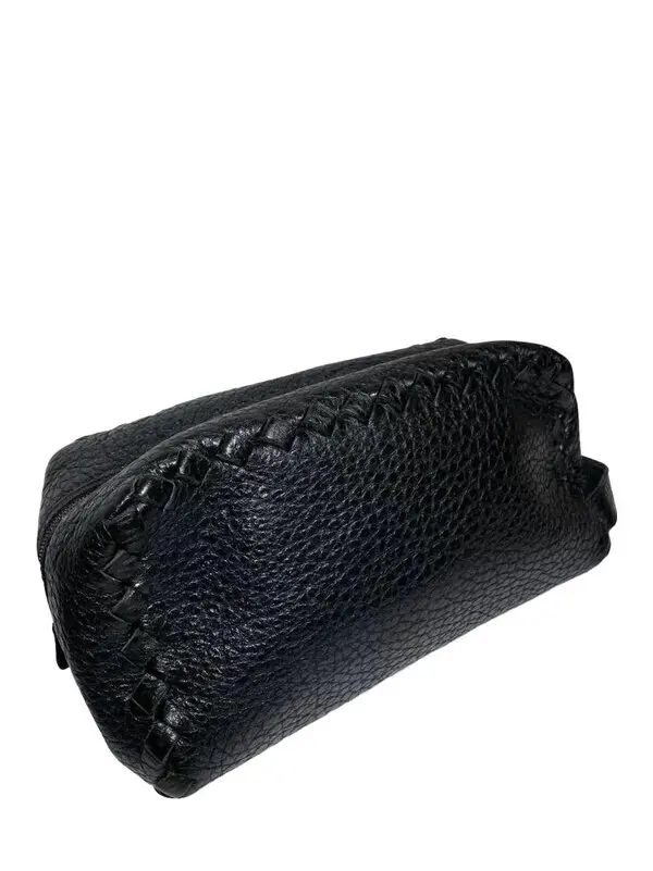 Bottega Veneta Leather Zipped Clutch - Black