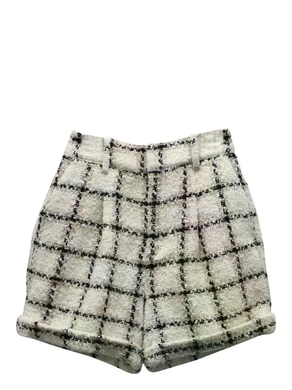 ANINE BING Tweed Plaid Shorts - Neutrals