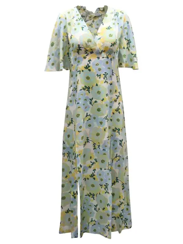 Sandro Bell-sleeve Floral Dress - Blue