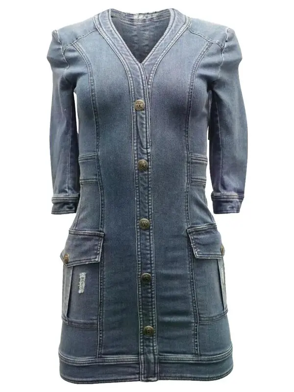 Pierre Balmain Vintage Denim Mini Dress - Blue