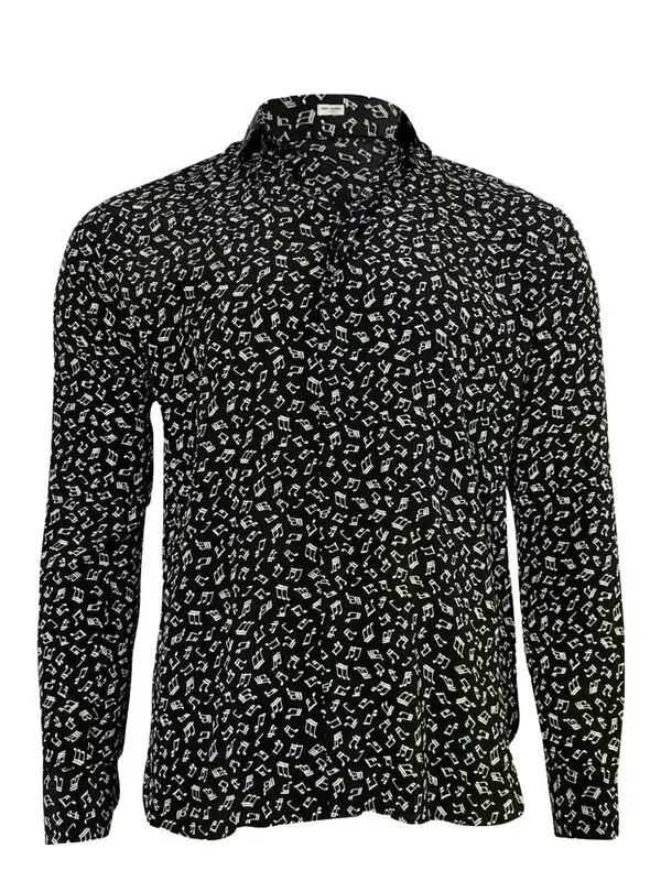 Saint Laurent Printed Long-sleeve Shirt - Black