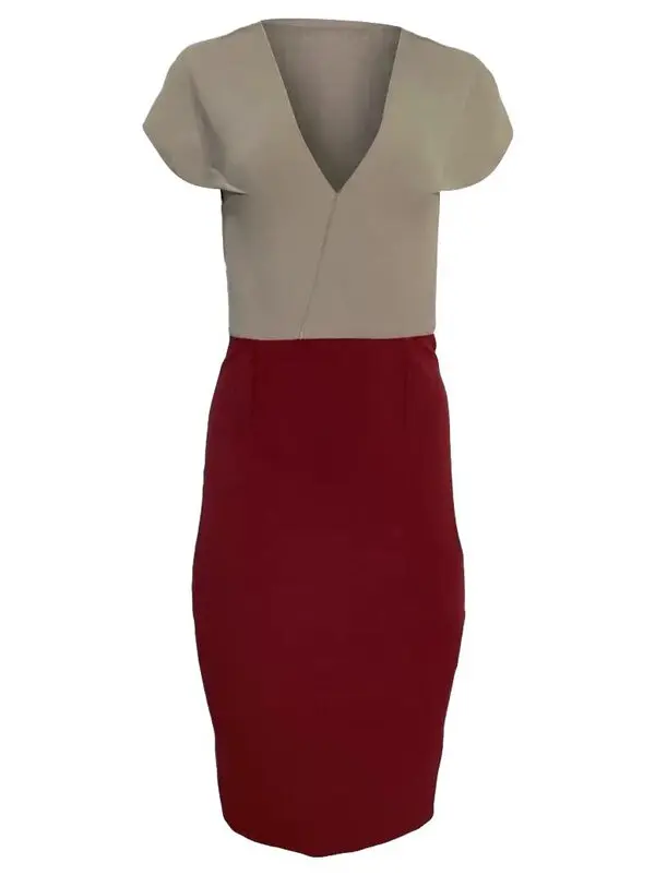Roland Mouret Colourblock V-neck Dress - Red