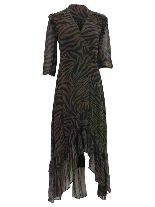 Ba&sh Zebra-print Wrap Maxi Dress - Brown