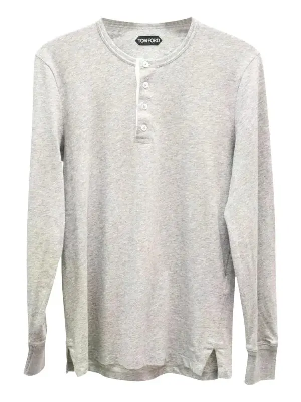 TOM FORD Henley-neck Long-sleeve T-shirt - Grey