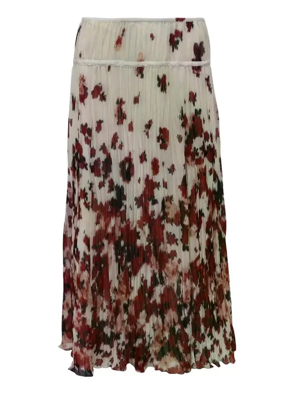 Altuzarra Pleated Floral-print Midi Skirt - Neutrals