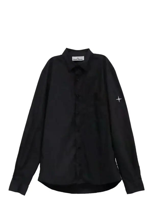 Stone Island Logo-embroidered Button-down Shirt - Black