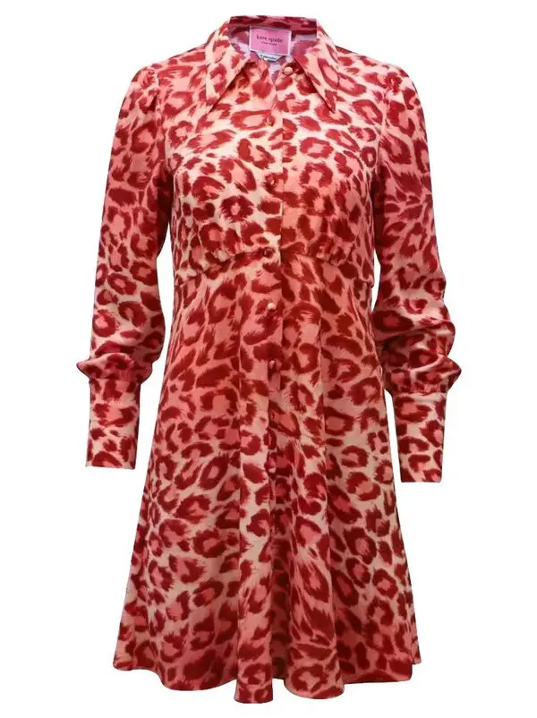 Kate Spade New York Panthera-print Mini Shirt Dress - Red
