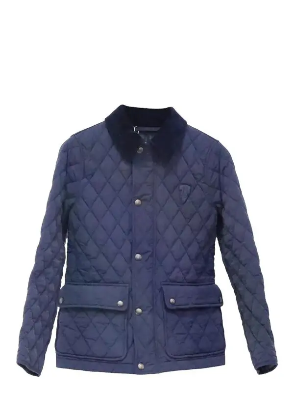 Burberry Quilted Logo-patch Jacket - Blue