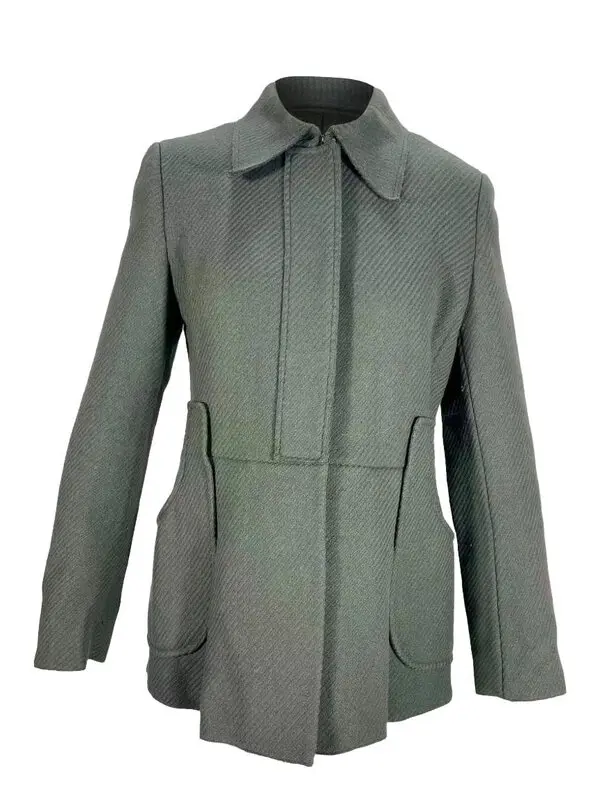 Prada Herringbone Single-breasted Pea Coat - Grey