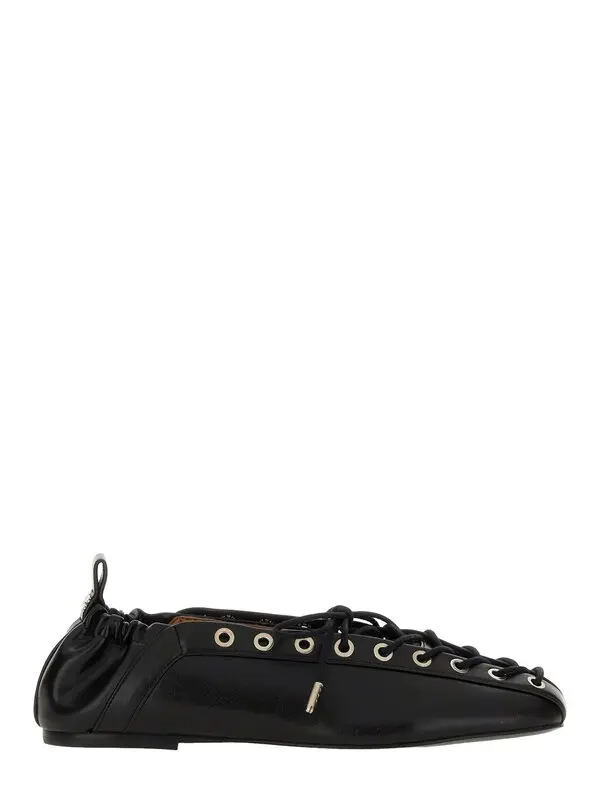 GANNI Lace-up Ballerinas - Black