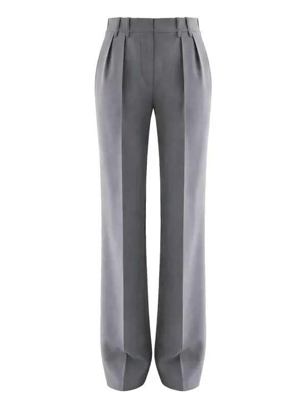 JIL SANDER Wool Gabardine Wide Leg Pants - Grey