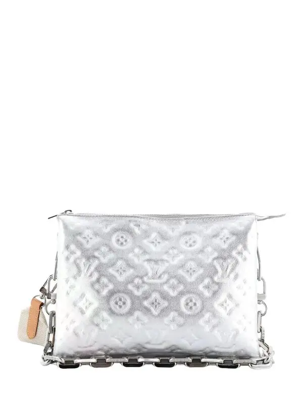 LOUIS VUITTON Coussin Pm Embossed Monogram Lambskin Crossbody Bag - Silver