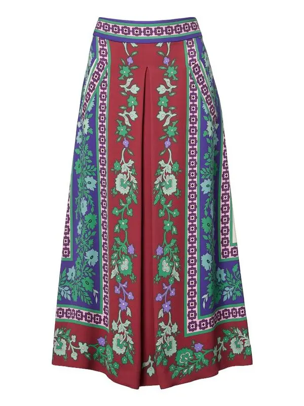 La DoubleJ Printed Satin Midi Skirt - Multicoloured