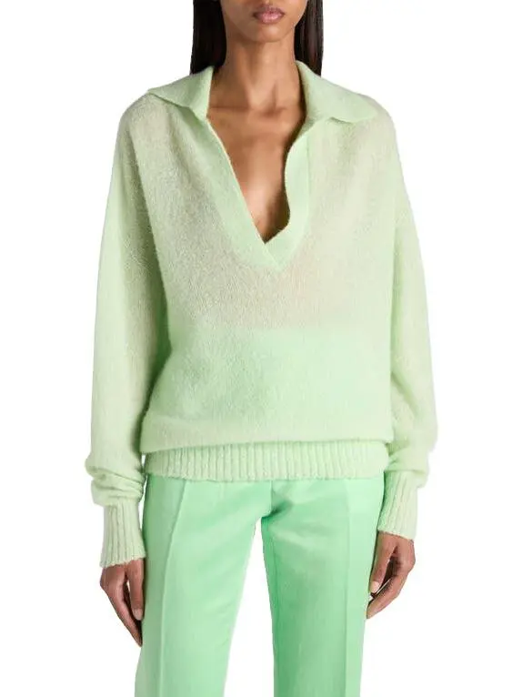 TOM FORD Johnny Collar Cashmere And Silk Blend Sweater - Glass Green