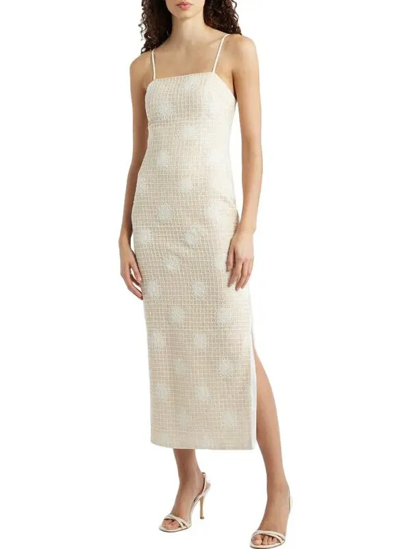 Vince Camuto Embroidered Sheath Dress - Natural
