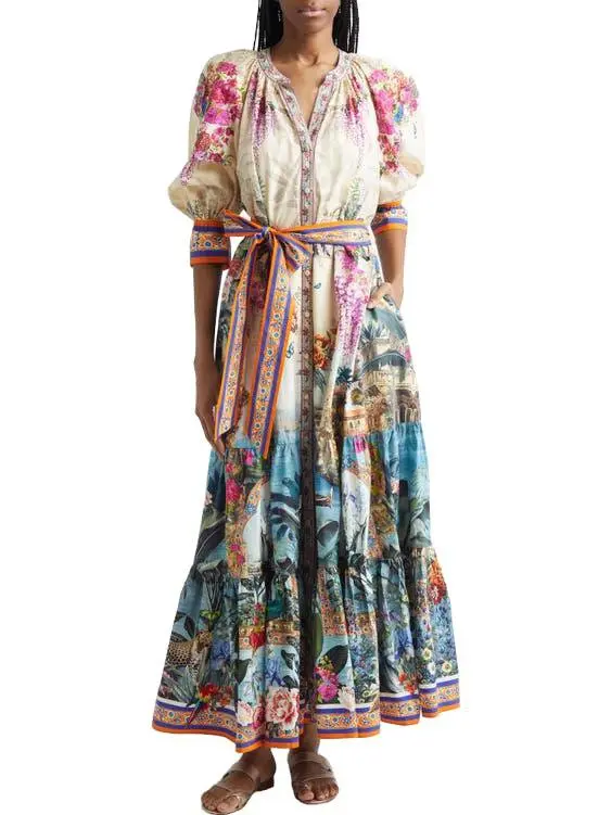 Camilla Printed Tiered Maxi Dress - Bodrum Botanicals