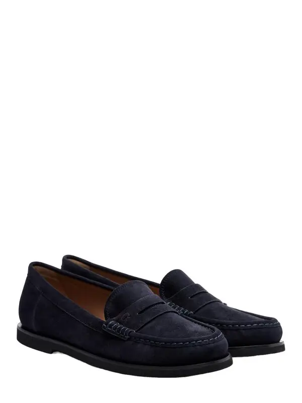 GIANVITO ROSSI Vernon Suede Penny Loafers - Blue