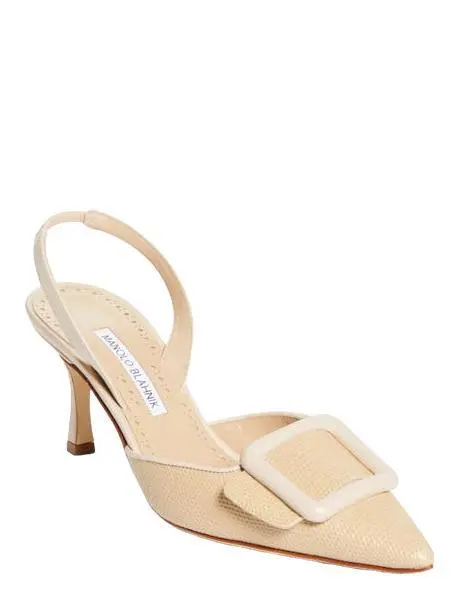 Manolo Blahnik Mayslibi Slingback Pump - Light Beige