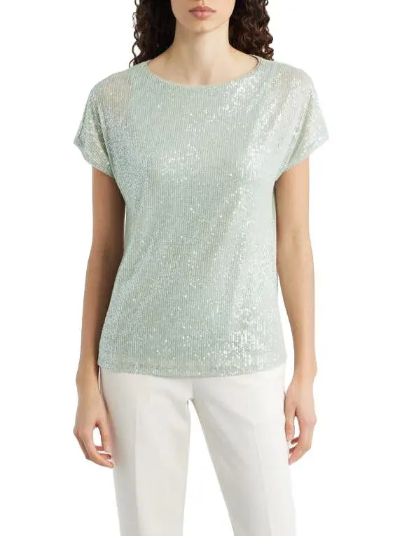 Anne Klein Sequin Top - Soft Aloe