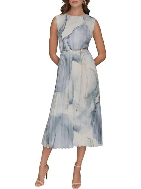 Donna Karan New York Print Pleated Midi Dress - Dusk Mult