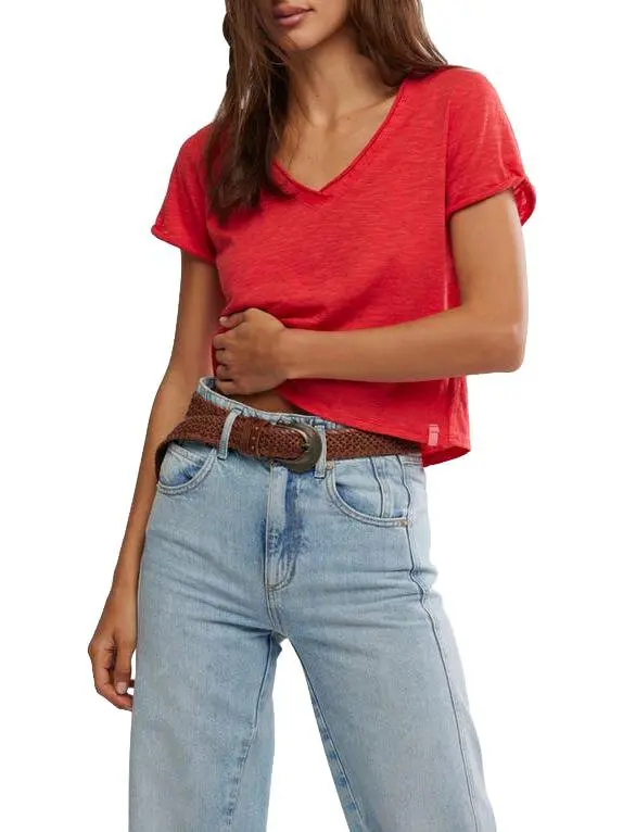 Free People Take Two T-shirt - Racing Red Combo