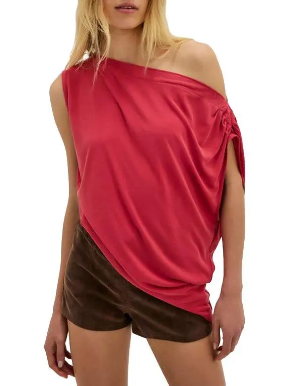 Free People Cascadia One-shoulder Tunic Top - Berry Twist