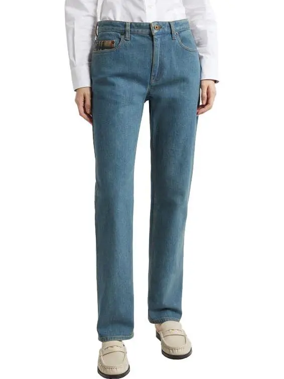 Burberry Dalia Check Pocket Straight-leg Jeans - Mid Blue